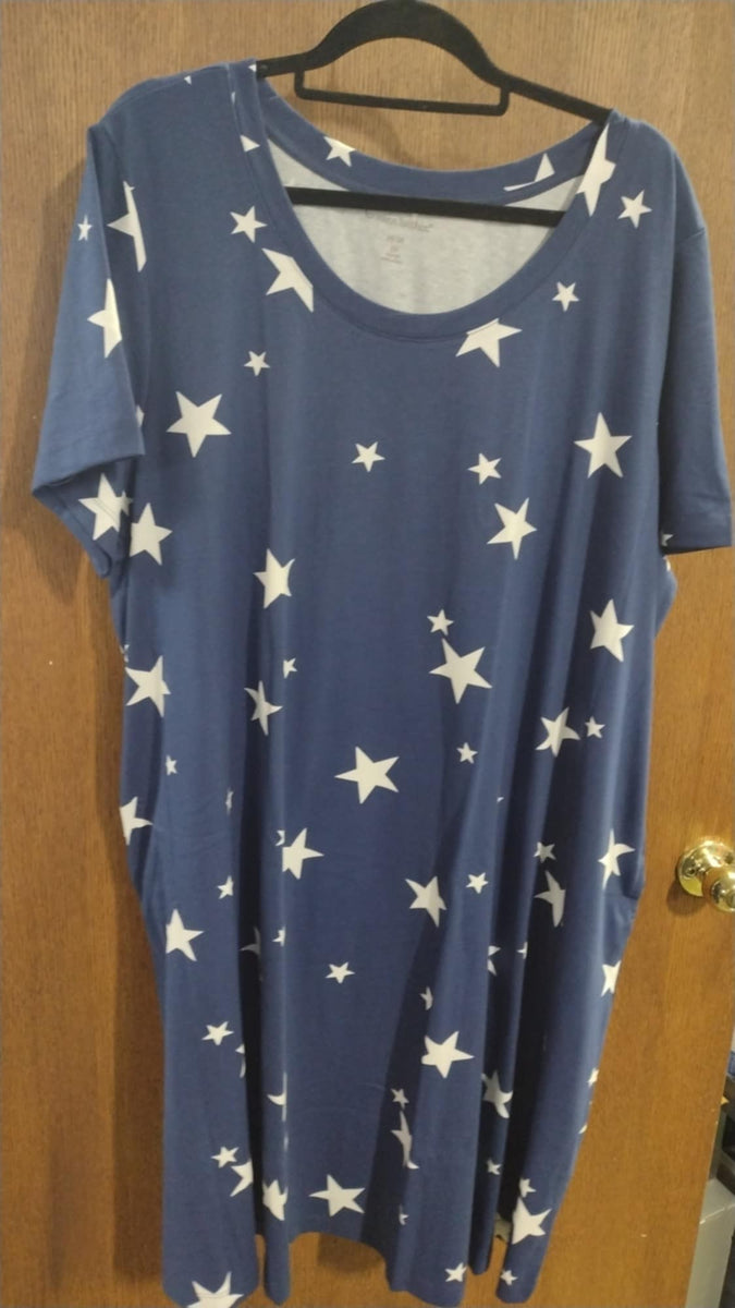 Navy Blue Star Dress w Pockets – Plus Size For Us