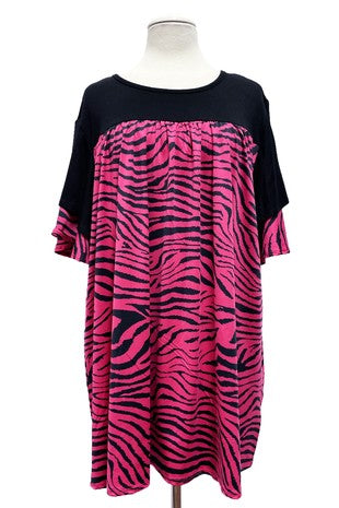 Black and Pink Zebra Shirt Top – Plus Size For Us