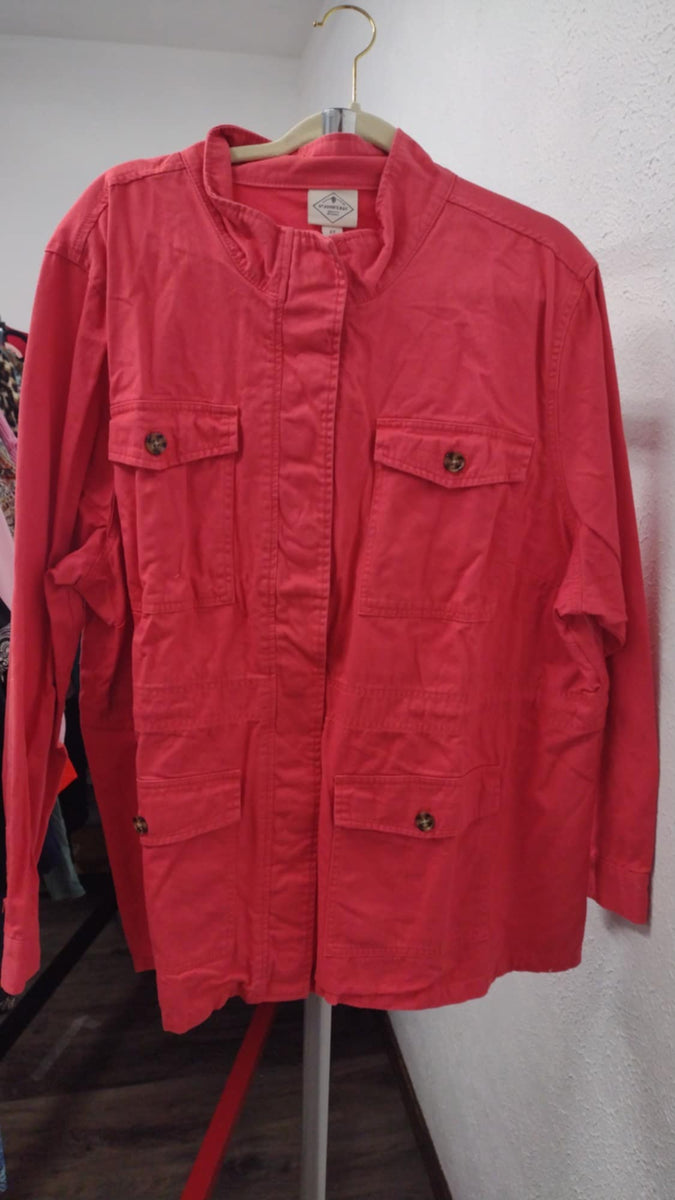 Pinky Red Cargo Jacket Shacket – Plus Size For Us