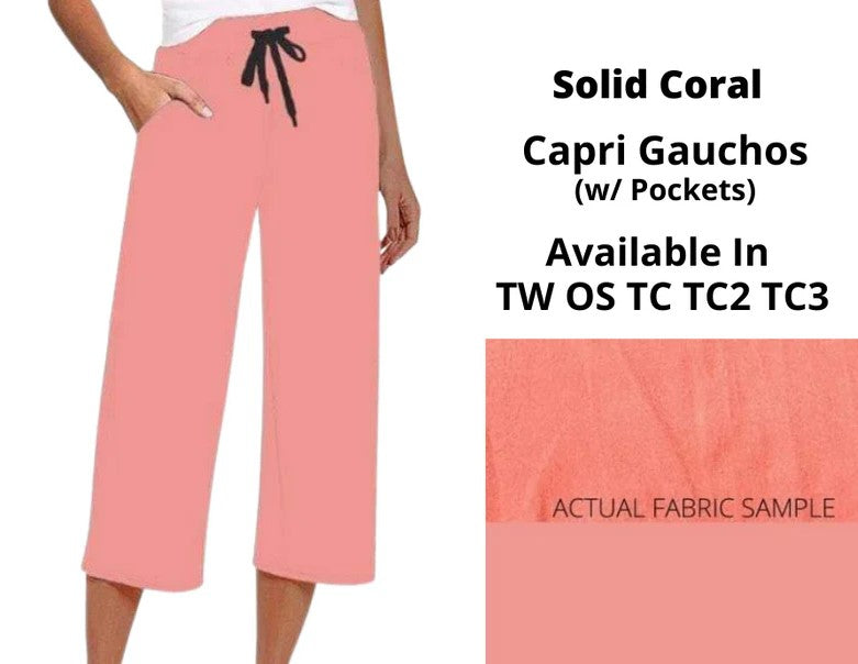 Coral Capri Capris Gaucho Gauchos – Plus Size For Us