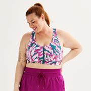 Teal Floral Zip Up Bra – Plus Size For Us