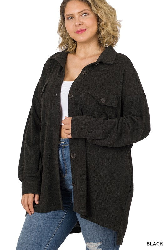 Black Shacket w Pockets – Plus Size For Us
